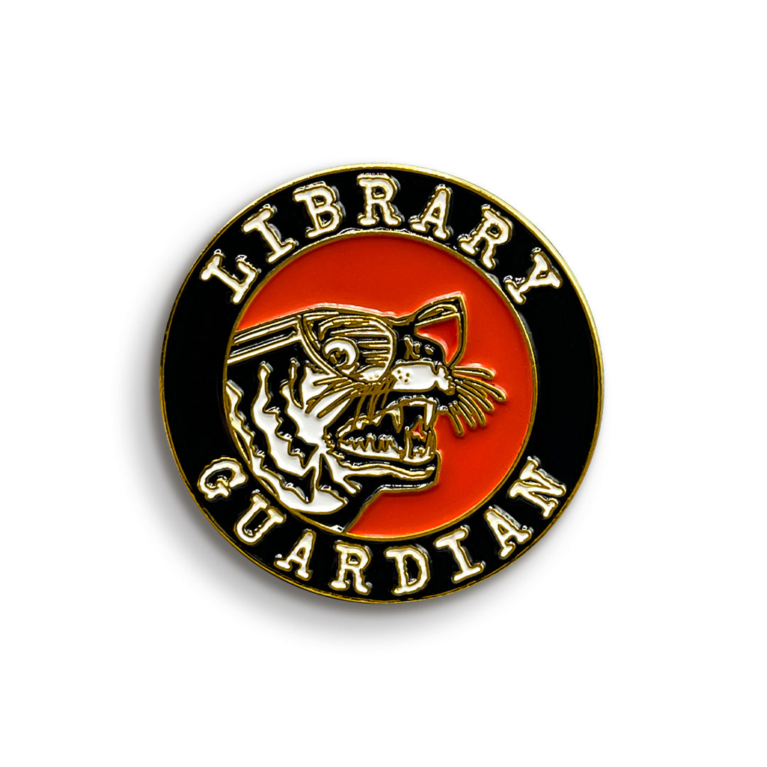 Library Guardian Pin – The Mincing Mockingbird & The Frantic Meerkat