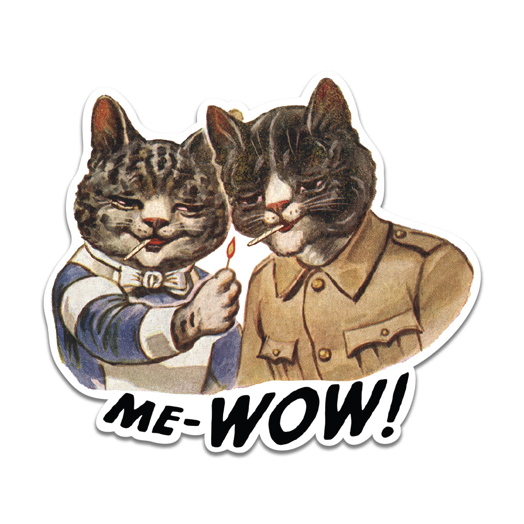 Me-Wow Sticker – The Mincing Mockingbird & The Frantic Meerkat