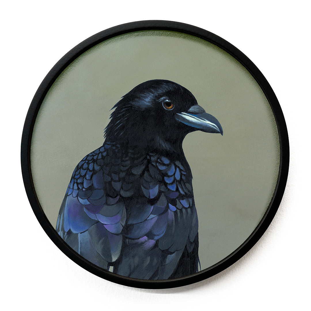 10 inch Round Crow Framed Wings on Wood Decor – The Mincing Mockingbird ...