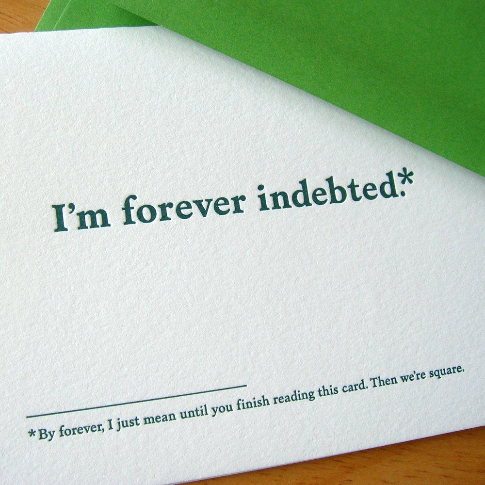 Forever Indebted Thank You Card – The Mincing Mockingbird & The Frantic ...